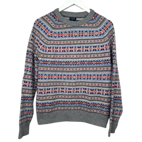 J. Crew | Sweaters | J Crew Fair Isle Lambs Wool Blend Crew Neck ...